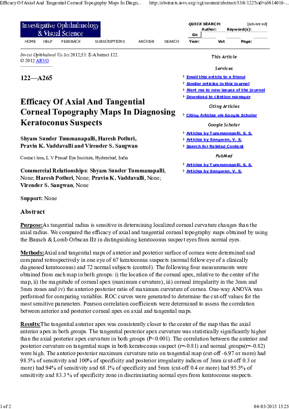 (PDF) Efficacy Of Axial And Tangential Corneal Topography Maps In ...