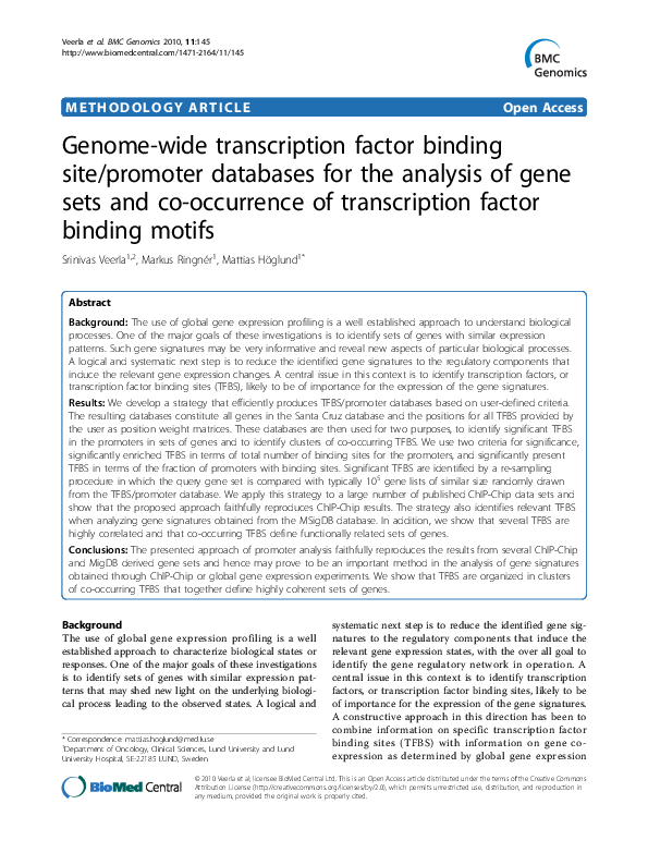 (PDF) Predicting transcription factor synergism | sridhar hannenhalli - Academia.edu