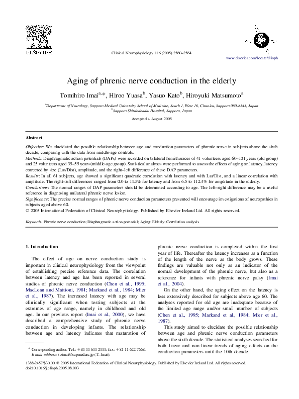 (PDF) Aging of phrenic nerve conduction in the elderly