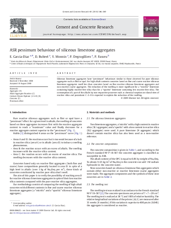 (PDF) ASR pessimum behaviour of siliceous limestone aggregates
