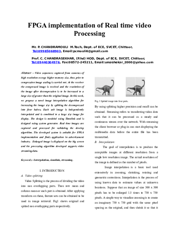 Doc Fpga Implementation Of Real Time Video Processing