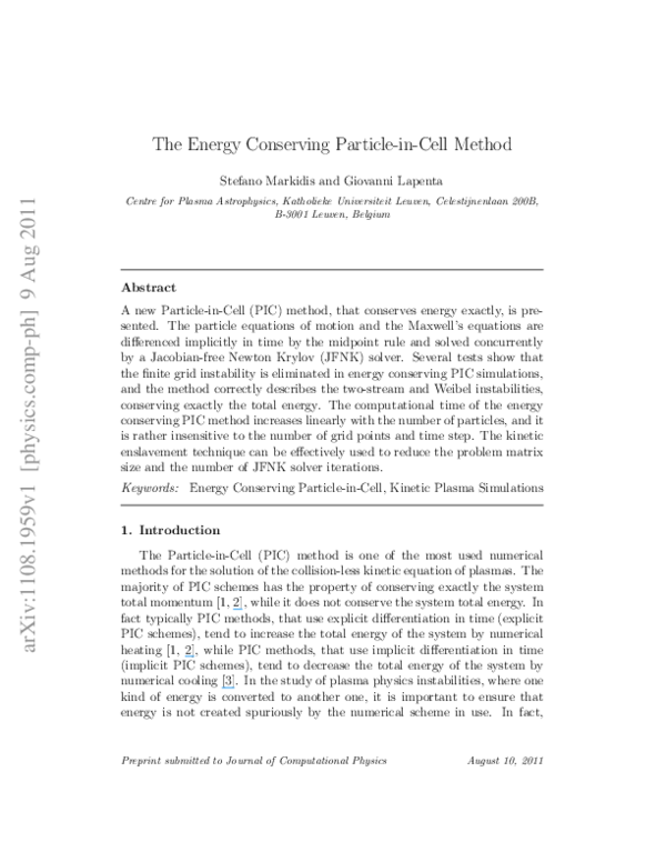 (PDF) The energy conserving particle-in-cell method