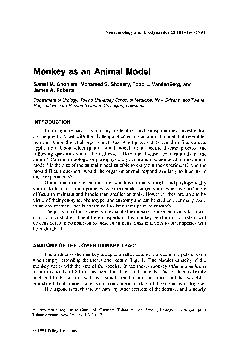 (PDF) Monkey as an animal model