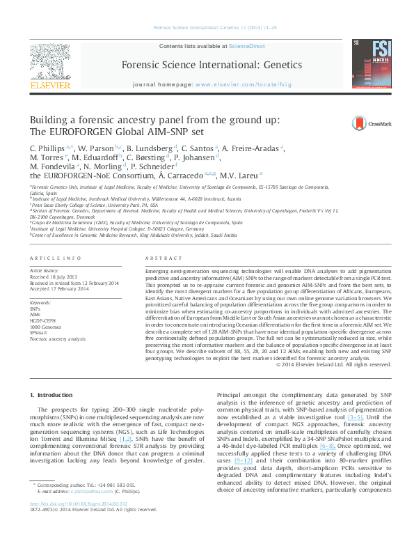 (PDF) Building a forensic ancestry panel from the ground up: The ...