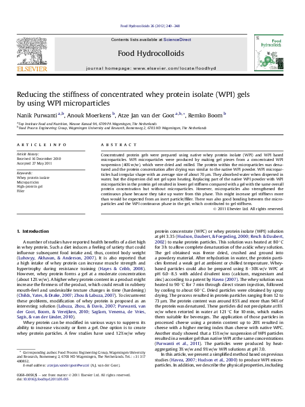 (PDF) Reducing the stiffness of concentrated whey protein isolate (WPI ...