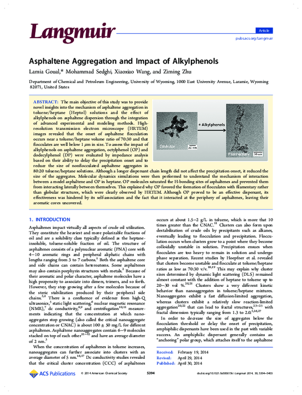 (PDF) Asphaltene Aggregation and Impact of Alkylphenols