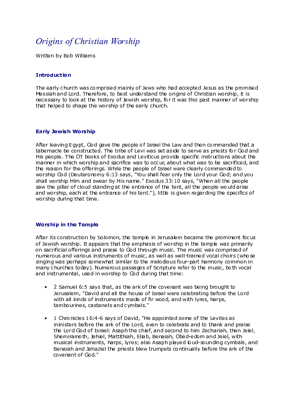 (DOC) Origins of Christian Worship