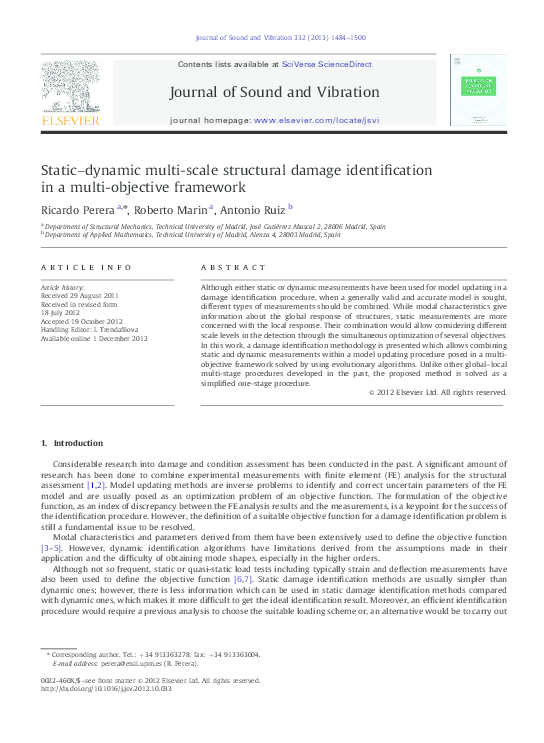 (PDF) Static–dynamic multi-scale structural damage identification in a multi-objective framework