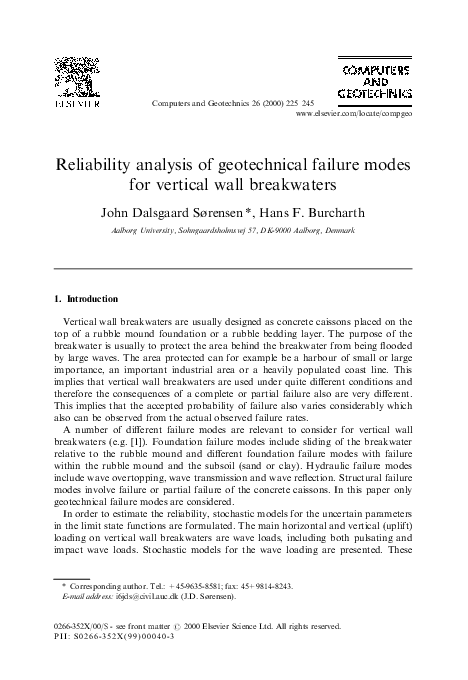 (PDF) Reliability analysis of geotechnical failure modes for vertical ...