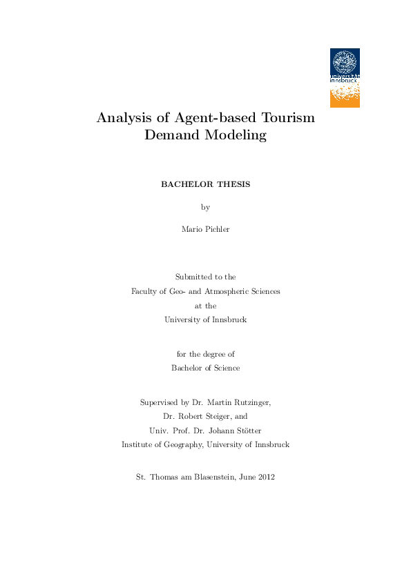 Pdf Analysis Of Agent Based Tourism Demand Modeling