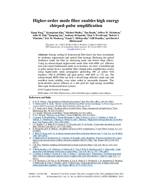 (PDF) Higher-order mode fiber enables high energy chirped-pulse ...