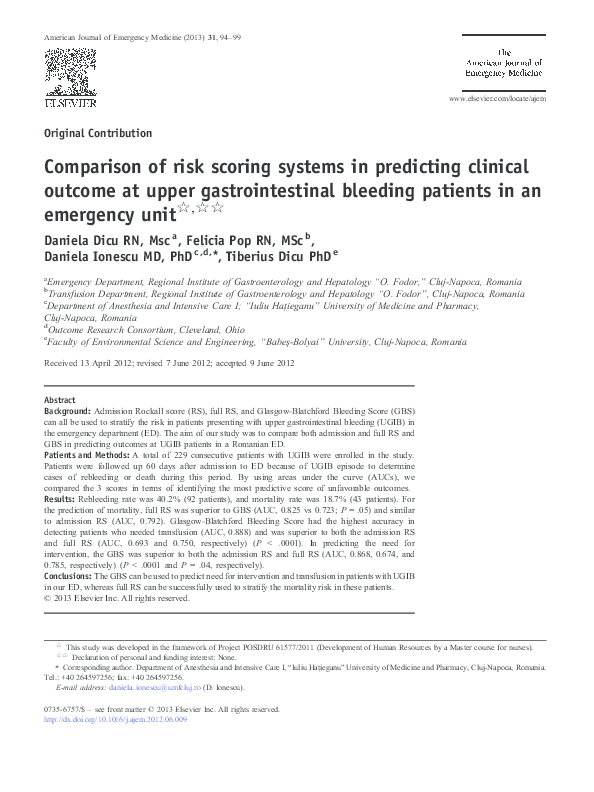 (PDF) Comparison of risk scoring systems in predicting clinical outcome ...