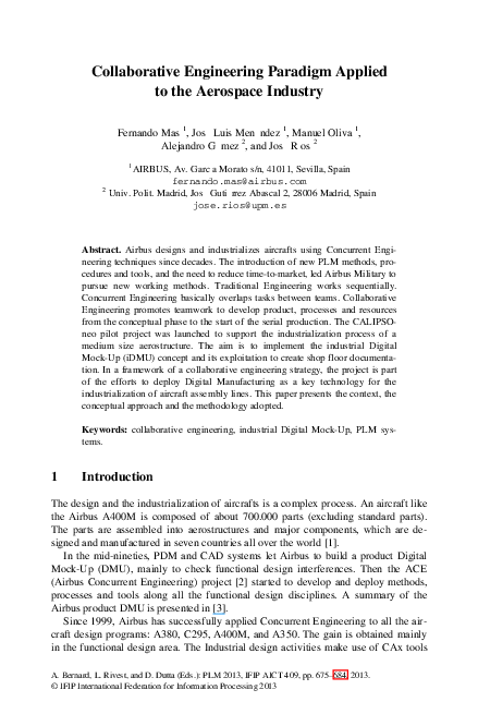 (PDF) Collaborative Engineering Paradigm Applied to the Aerospace Industry