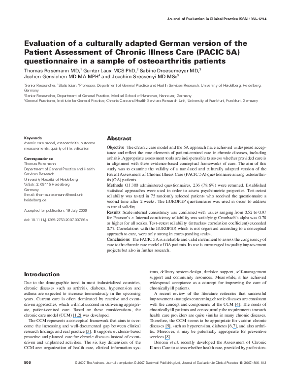 (PDF) Evaluation of a culturally adapted German version of the Patient ...