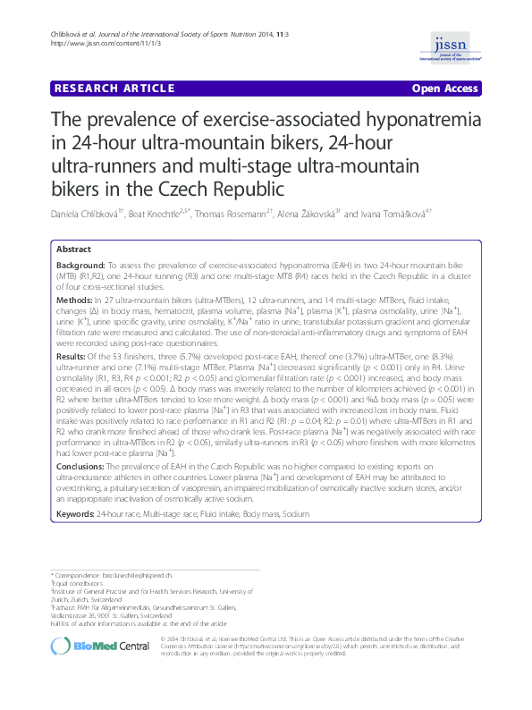 (PDF) Hyponatremia in a cold weather ultraendurance race | Sherri ...