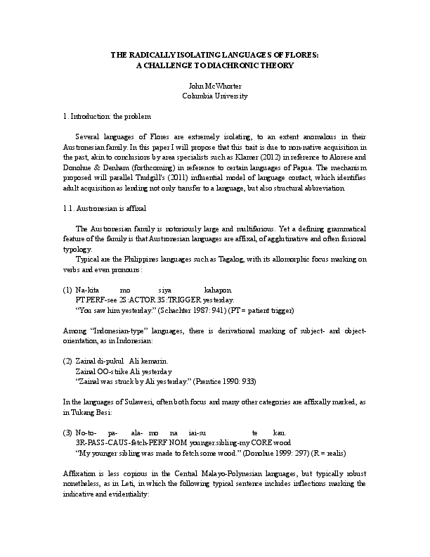 (DOC) The radically isolating languages of Flores: a challenge to ...