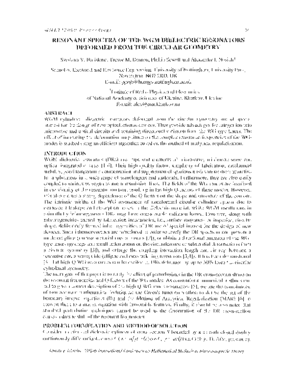 (PDF) Resonant spectra of the WGM dielectric resonators deformed from ...