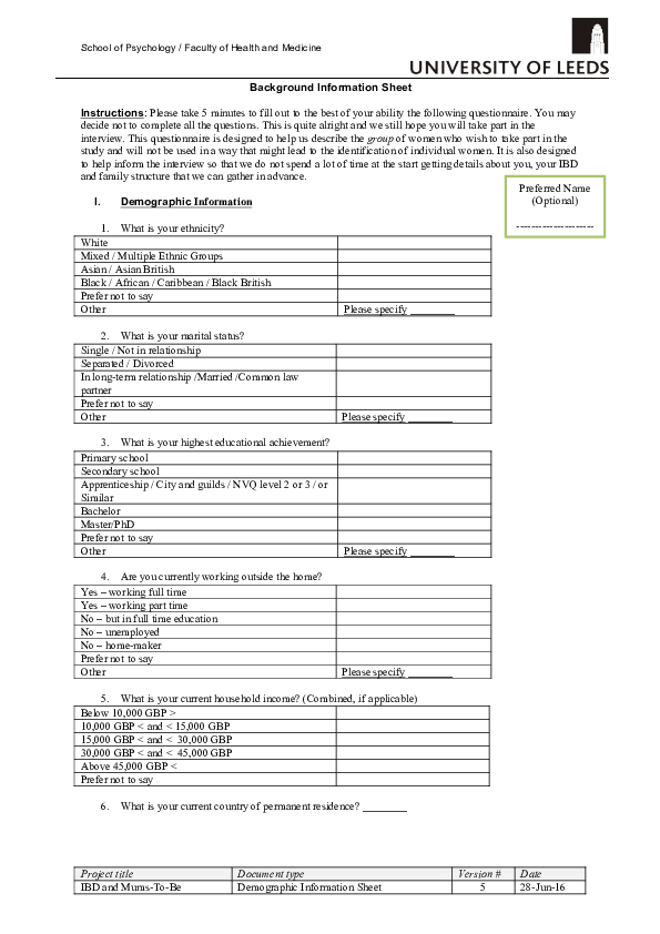 (PDF) Background Information Sheet v5