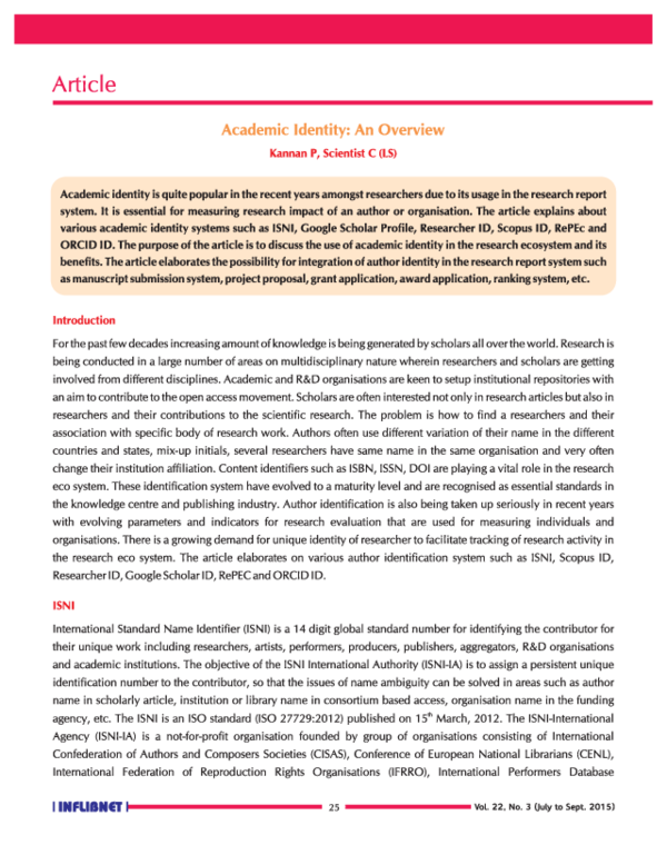 (PDF) Academic Identity: In Overview