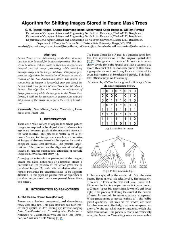 (PDF) Algorithm for Shifting Images Stored in Peano Mask Trees