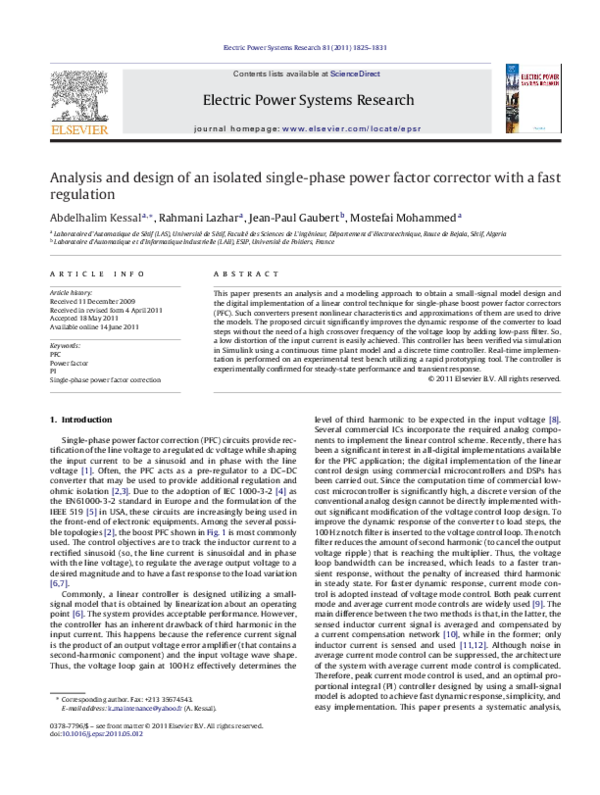 Pdf Analysis And Design Of An Isolated Single Phase Power Factor