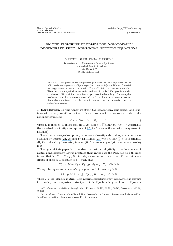 (PDF) On the Dirichlet problem for non-totally degenerate fully nonlinear elliptic equations