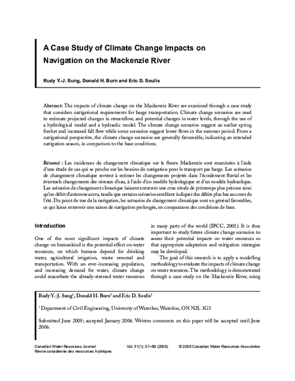 (PDF) A Case Study of Climate Change Impacts on Navigation on the ...