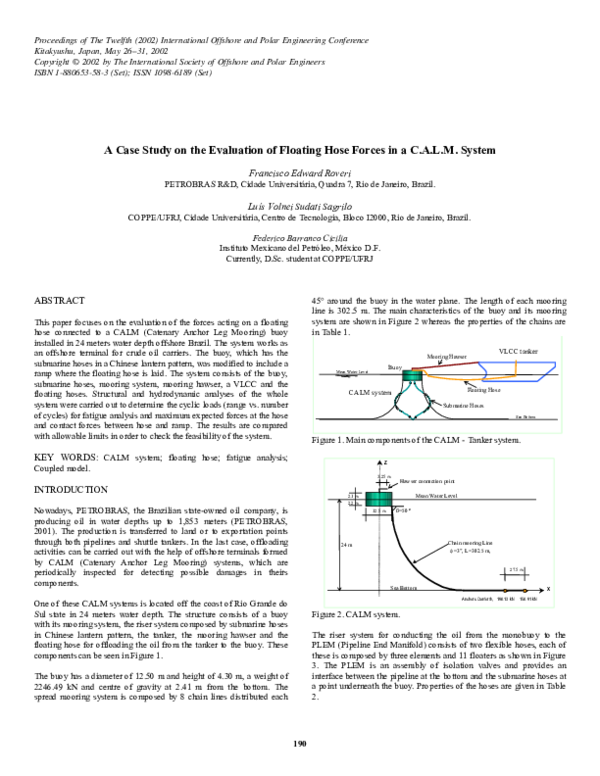 (PDF) A Case Study on the Evaluation of Floating Hose Forces in a C.A.L ...