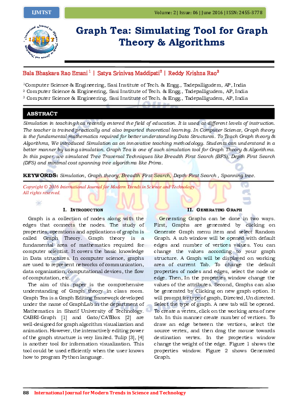 (PDF) Graph Tea: Simulating Tool for Graph Theory & Algorithms