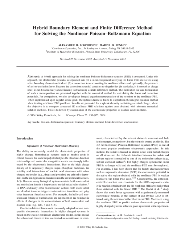 (PDF) Hybrid boundary element and finite difference method for solving the nonlinear Poisson ...