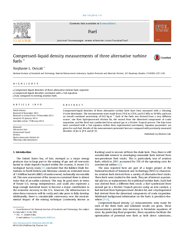 (PDF) Compressed-liquid density measurements of three alternative ...