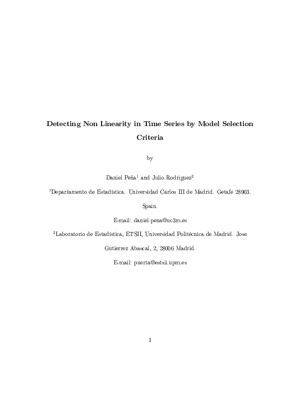 (PDF) Detecting nonlinearity in time series by model selection criteria