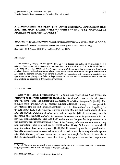 Pdf A Comparison Between The Quasi Chemical Approximation And The