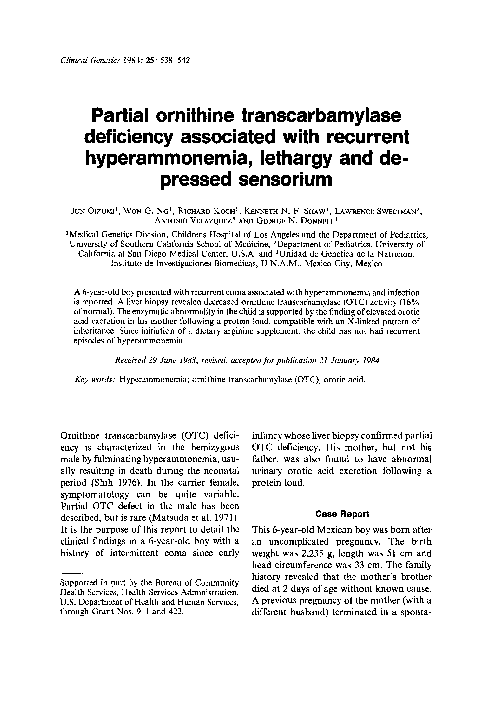 (PDF) Partial ornithine transcarbamylase deficiency associated with ...