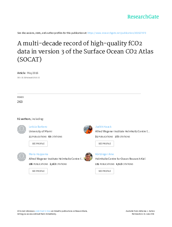 (PDF) A multi-decade record of high-quality fCO2 data in version 3 of ...