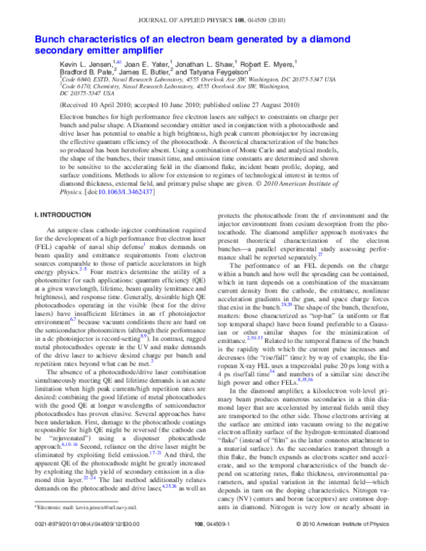 (PDF) Bunch characteristics of an electron beam generated by a diamond ...