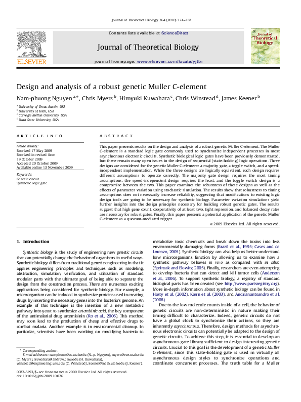 (PDF) Design and analysis of a robust genetic Muller C-element