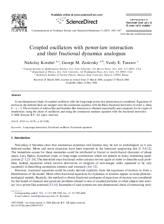 Coupled oscillators with power-law interaction and their fractional ...