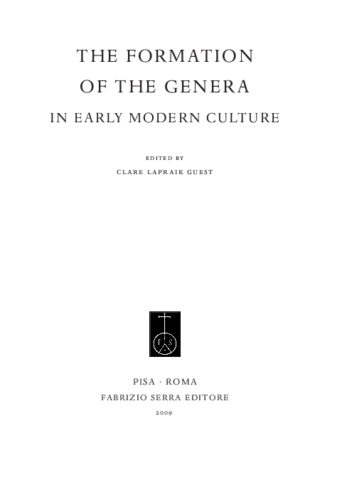 (PDF) Genre and Genus in the Renaissance: Introduction to The Formation ...