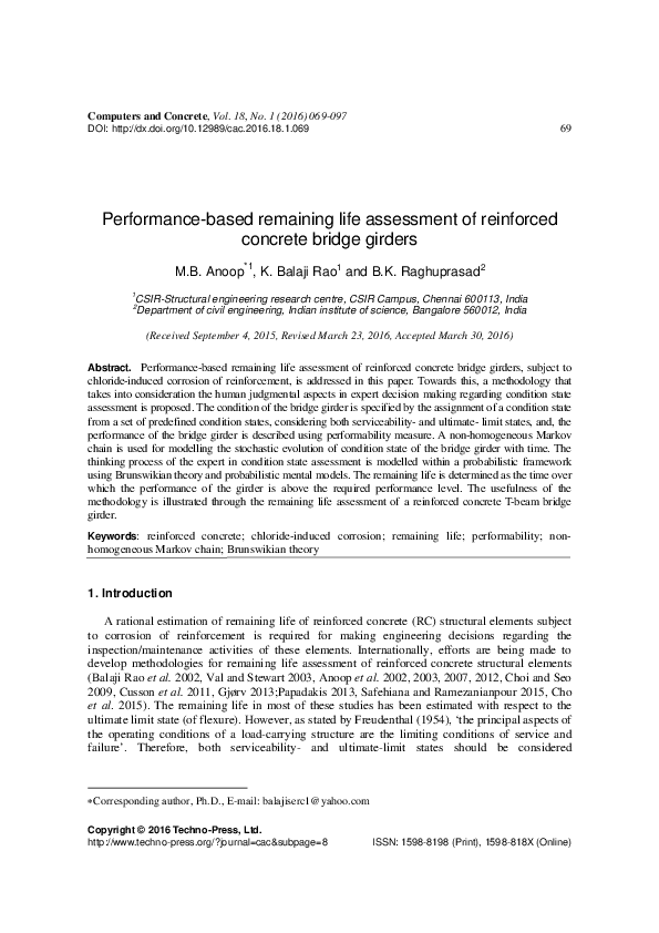 Pdf Performance Based Remaining Life Assessment Of Reinforced Concrete Bridge Girders