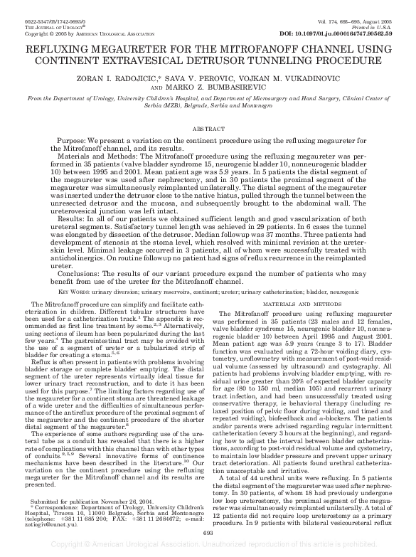 (PDF) REFLUXING MEGAURETER FOR THE MITROFANOFF CHANNEL USING CONTINENT ...