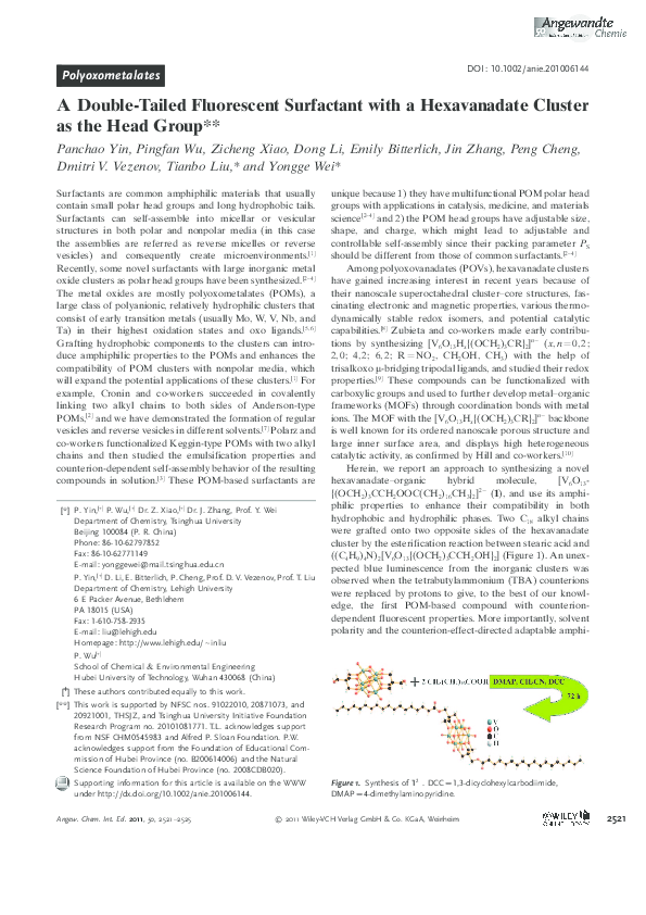 (PDF) A Double-Tailed Fluorescent Surfactant with a Hexavanadate ...