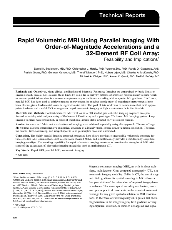 (PDF) High-Speed Volumetric MRI with Parallel Imaging