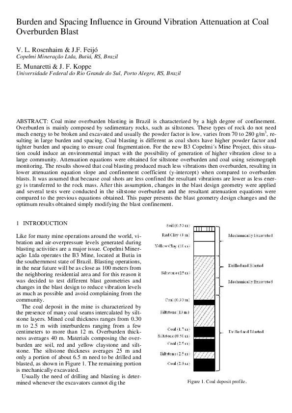 (PDF) Burden and spacing influence in ground vibration attenuation at ...