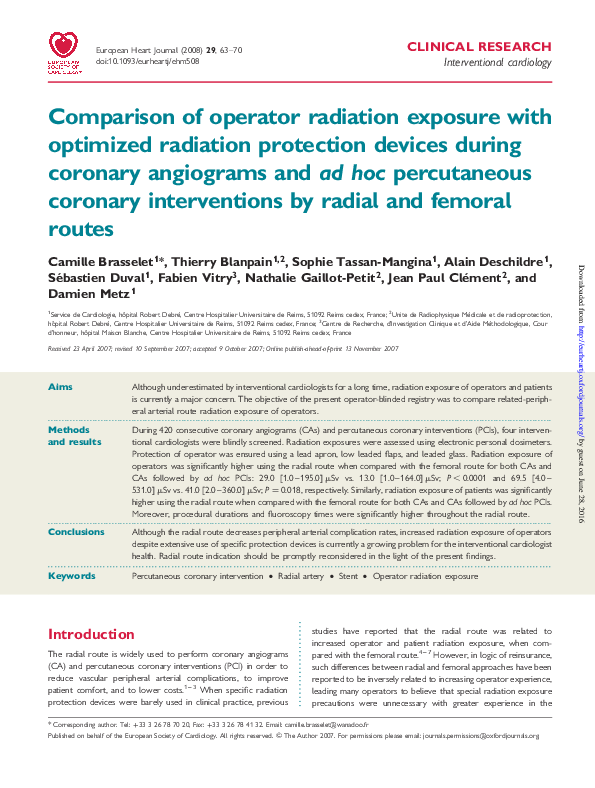 (PDF) Comparison of operator radiation exposure with optimized ...