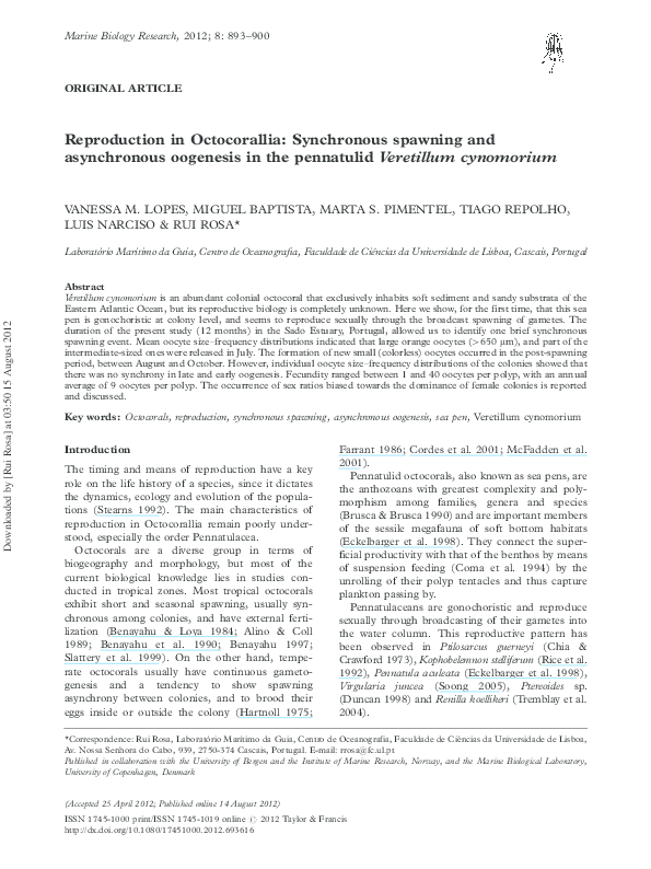 (PDF) Reproduction in Octocorallia: Synchronous spawning and ...
