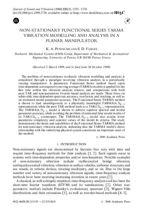 (PDF) Non-Stationary Vibration Modelling with TARMA