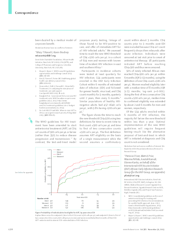 (PDF) WHO's new guidelines for antiretroviral treatment | Wasima Rida ...