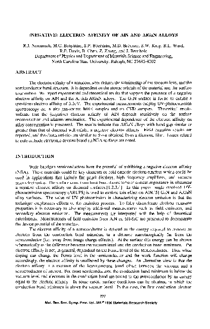 (PDF) (Negative) Electron Affinity of AlN and AlGaN Alloys