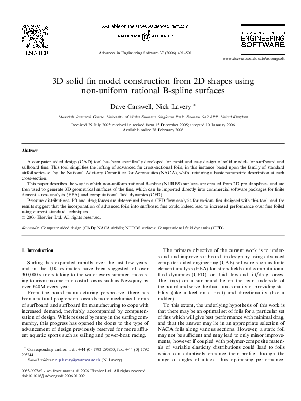 (PDF) 3D solid fin model construction from 2D shapes using non-uniform rational B-spline surfaces